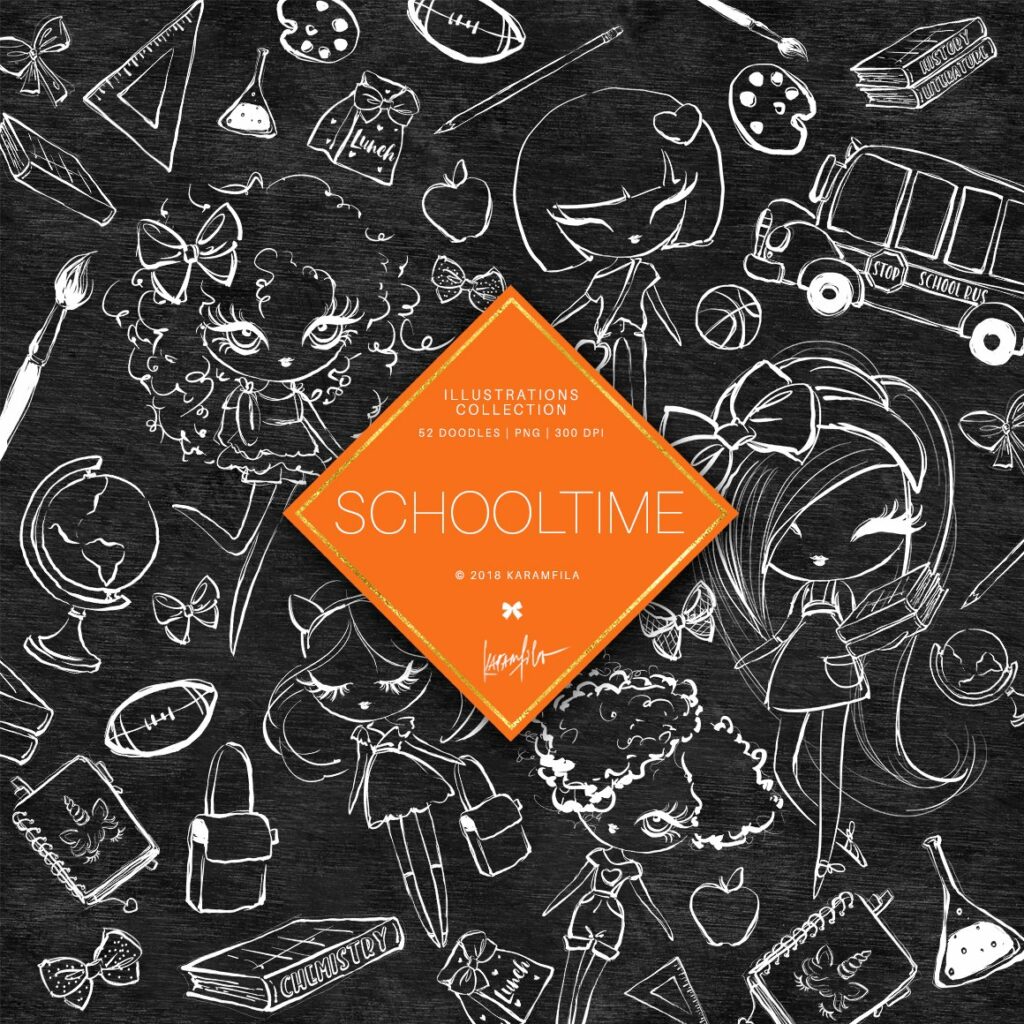 Back to School Doodles Clipart – MasterBundles