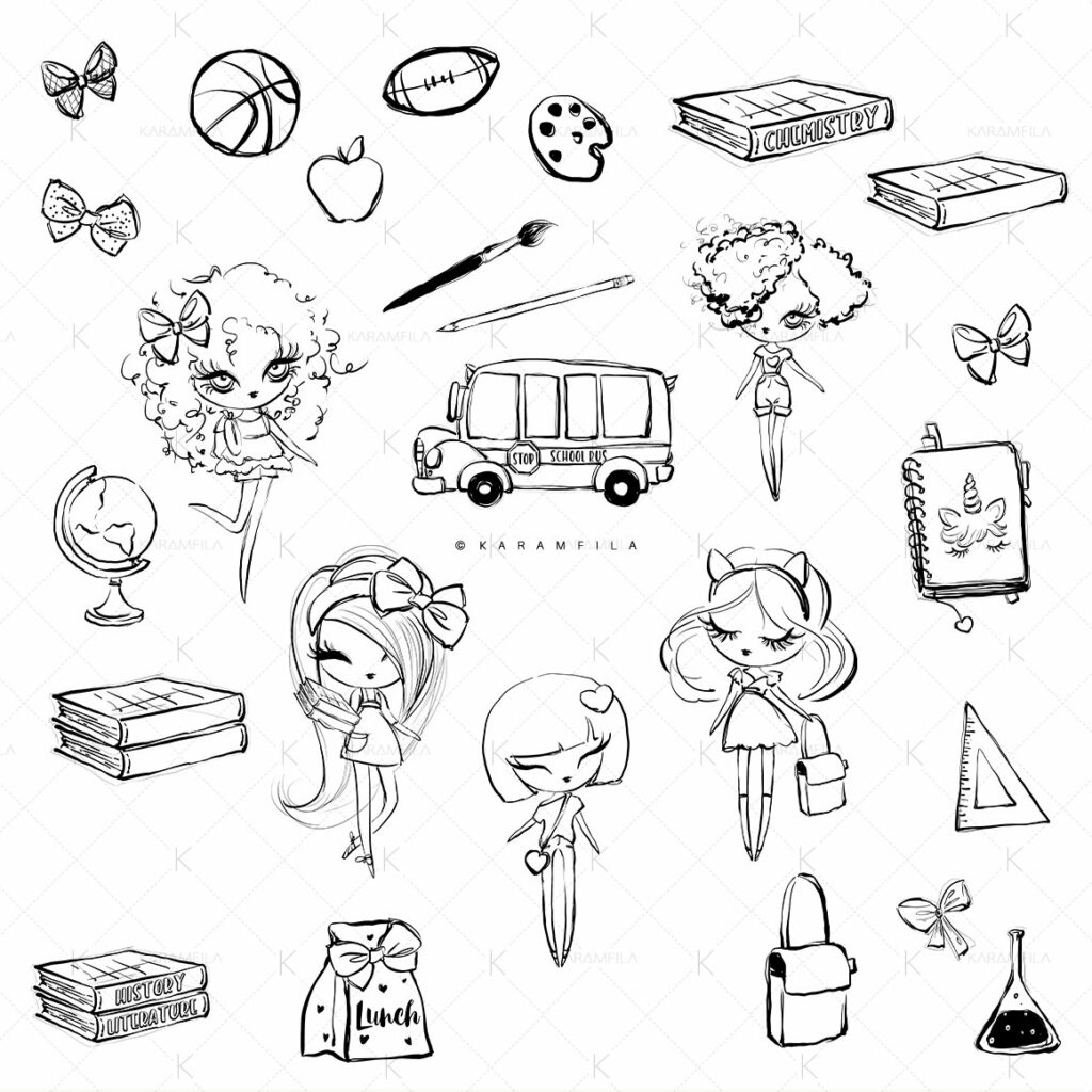 Back to School Doodles Clipart – MasterBundles