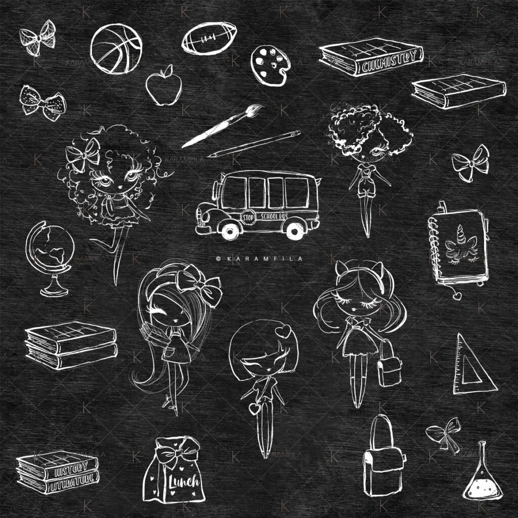 Back to School Doodles Clipart – MasterBundles