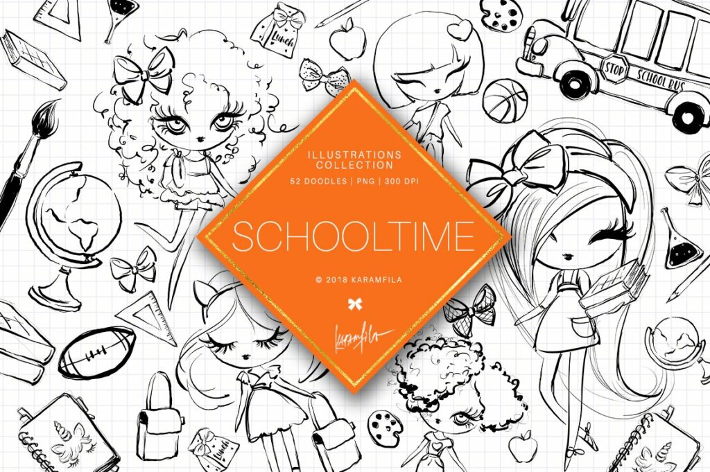Back to School Doodles Clipart – MasterBundles