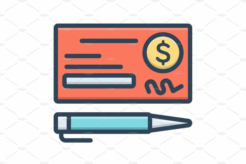 Bank check payment bank color icon – MasterBundles