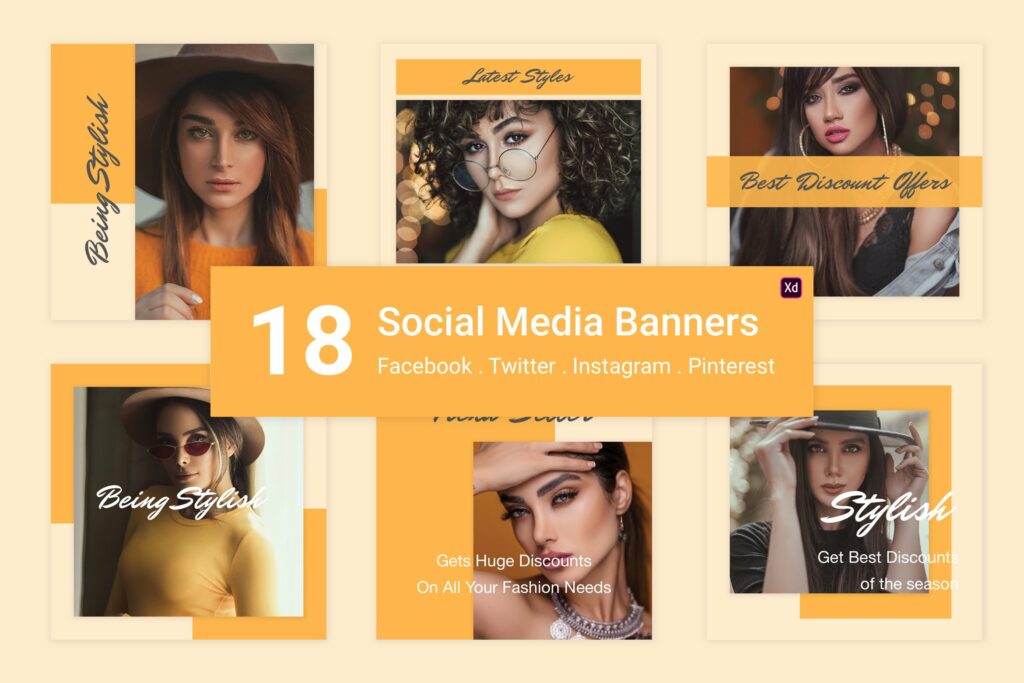 18 Social Media Banners -XD (Vol. 3) – MasterBundles