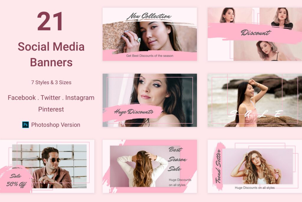 21 Social Media Banners Psd (V-6) – MasterBundles
