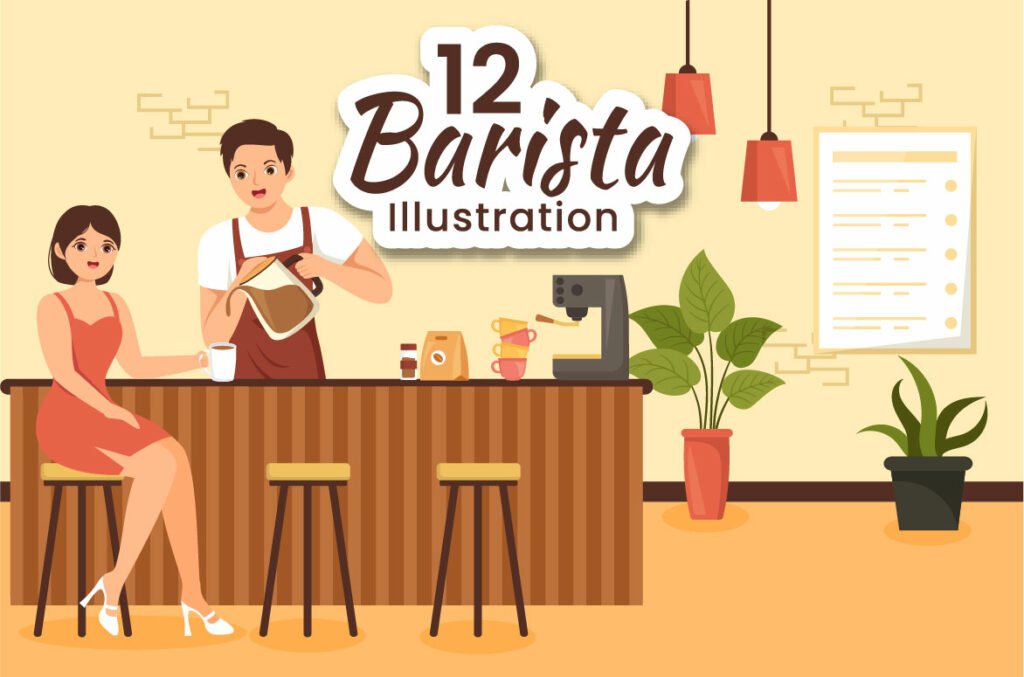 12 Barista Making Coffee Illustration - MasterBundles