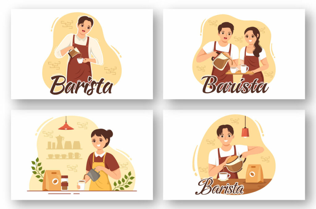 12 Barista Making Coffee Illustration - MasterBundles