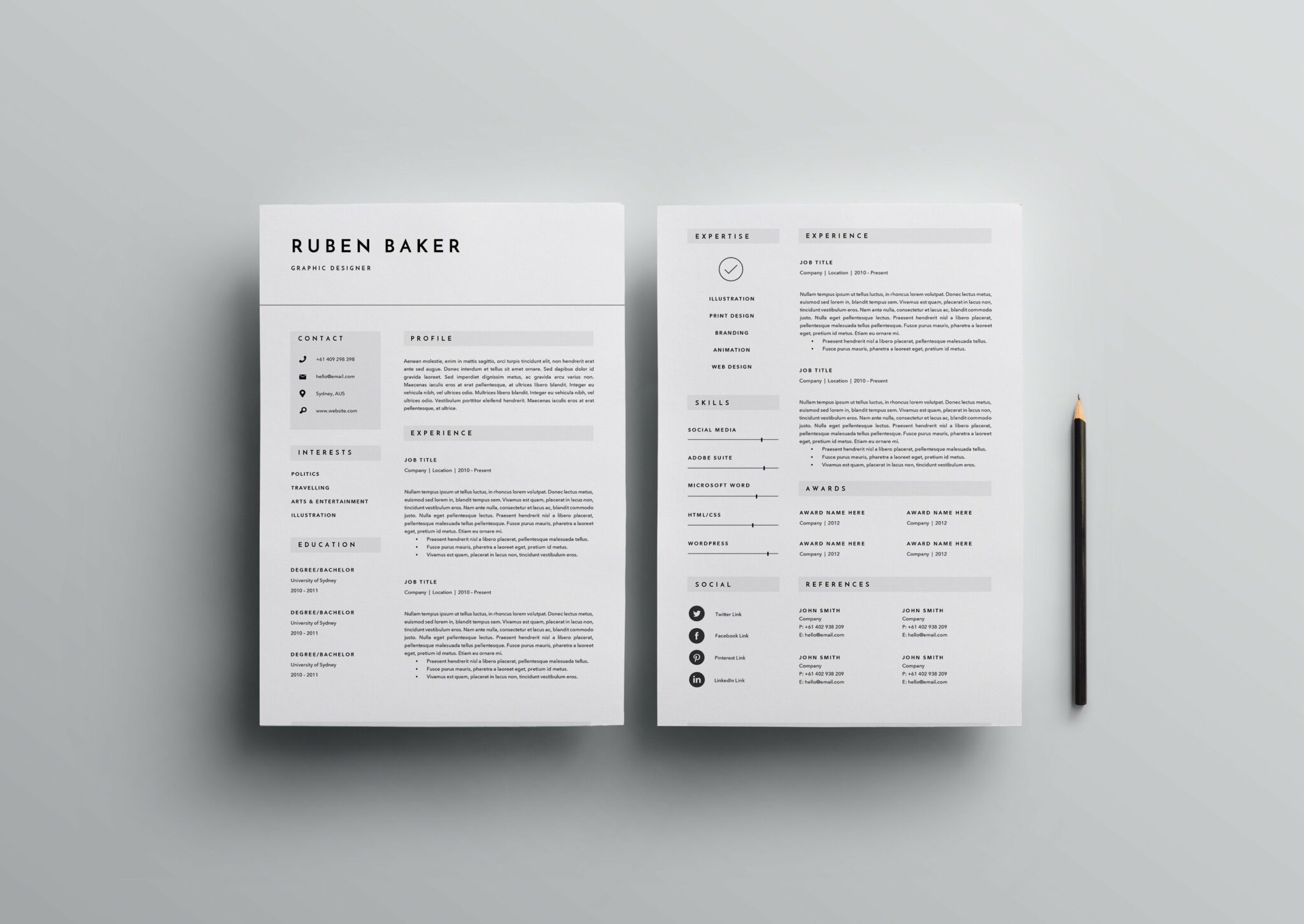 3 Page Resume Template | INDD + DOCX – MasterBundles