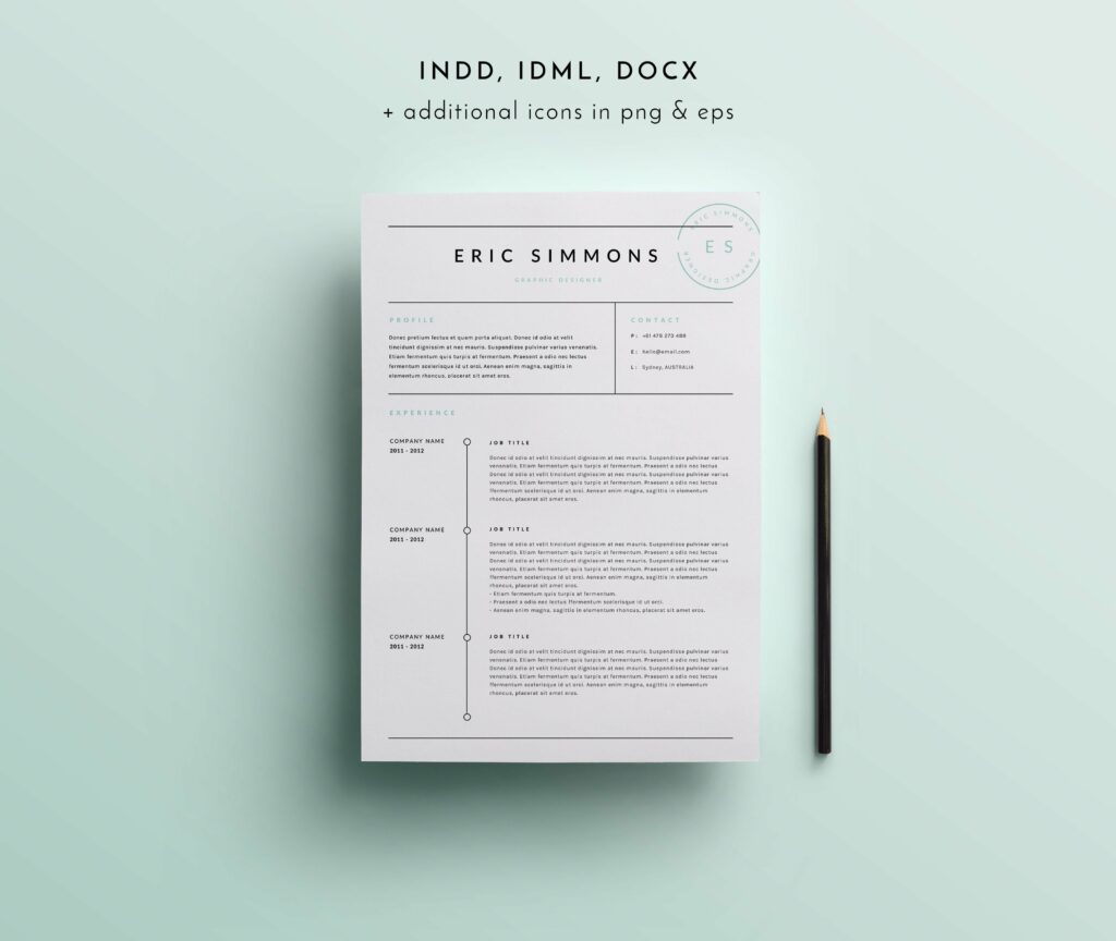 3 Page Resume Template | INDD + DOCX – MasterBundles