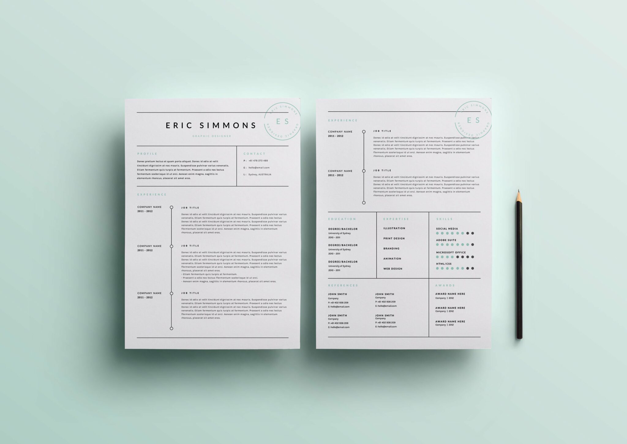 3 Page Resume Template | INDD + DOCX – MasterBundles