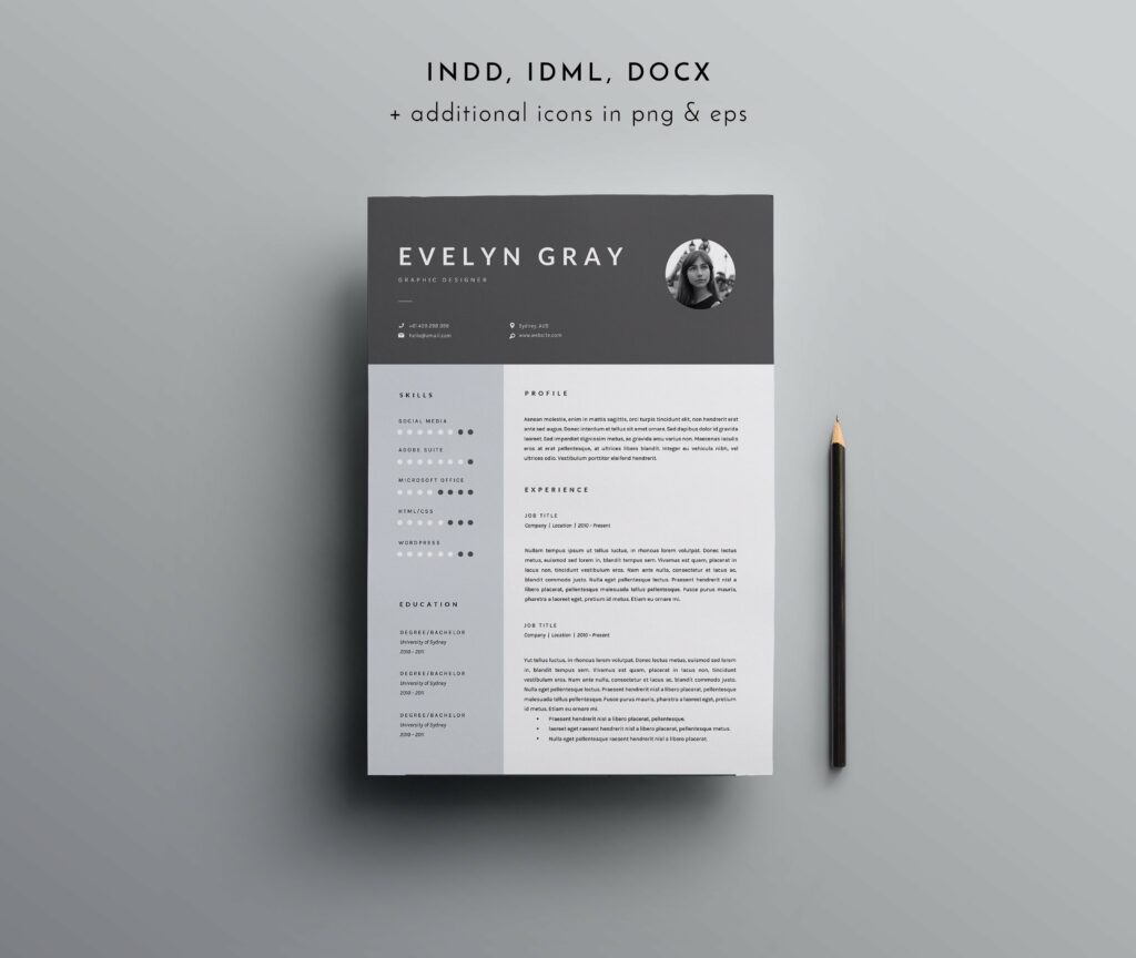 3 Page Resume Template | INDD + DOCX – MasterBundles