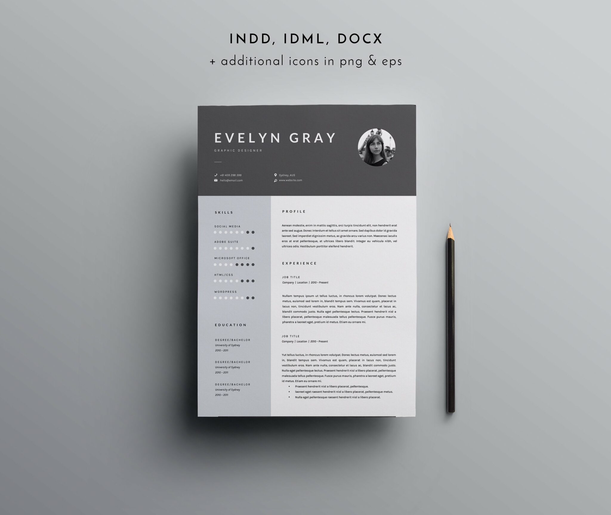 3 Page Resume Template | INDD + DOCX – MasterBundles