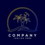 Simple modern Unique tropical beach line art colorful logo design ...