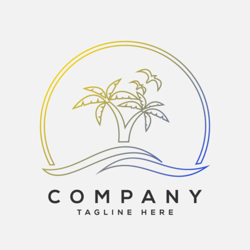 Simple modern Unique tropical beach line art colorful logo design ...