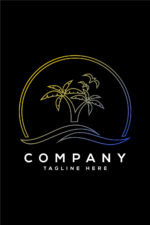 Simple modern Unique tropical beach line art colorful logo design ...