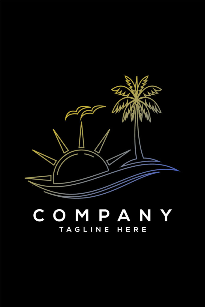 Simple modern Unique tropical beach line art colorful logo sample ...