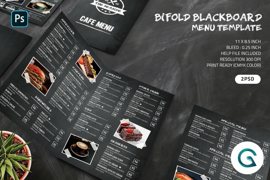Bifold Blackboard Menu Template – MasterBundles