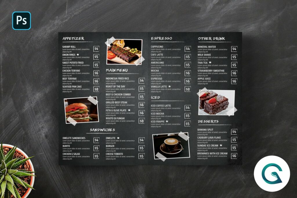 Bifold Blackboard Menu Template – MasterBundles