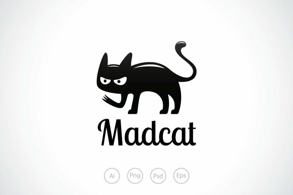 Black Mad Cat Logo Template – MasterBundles