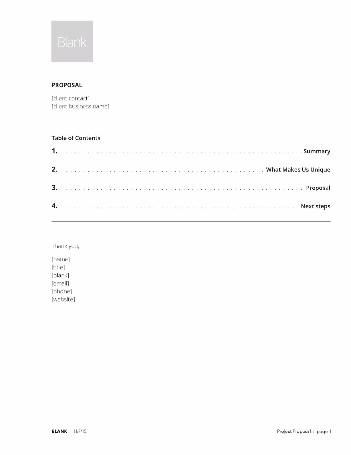 [Blank] Project Proposal Templates – MasterBundles