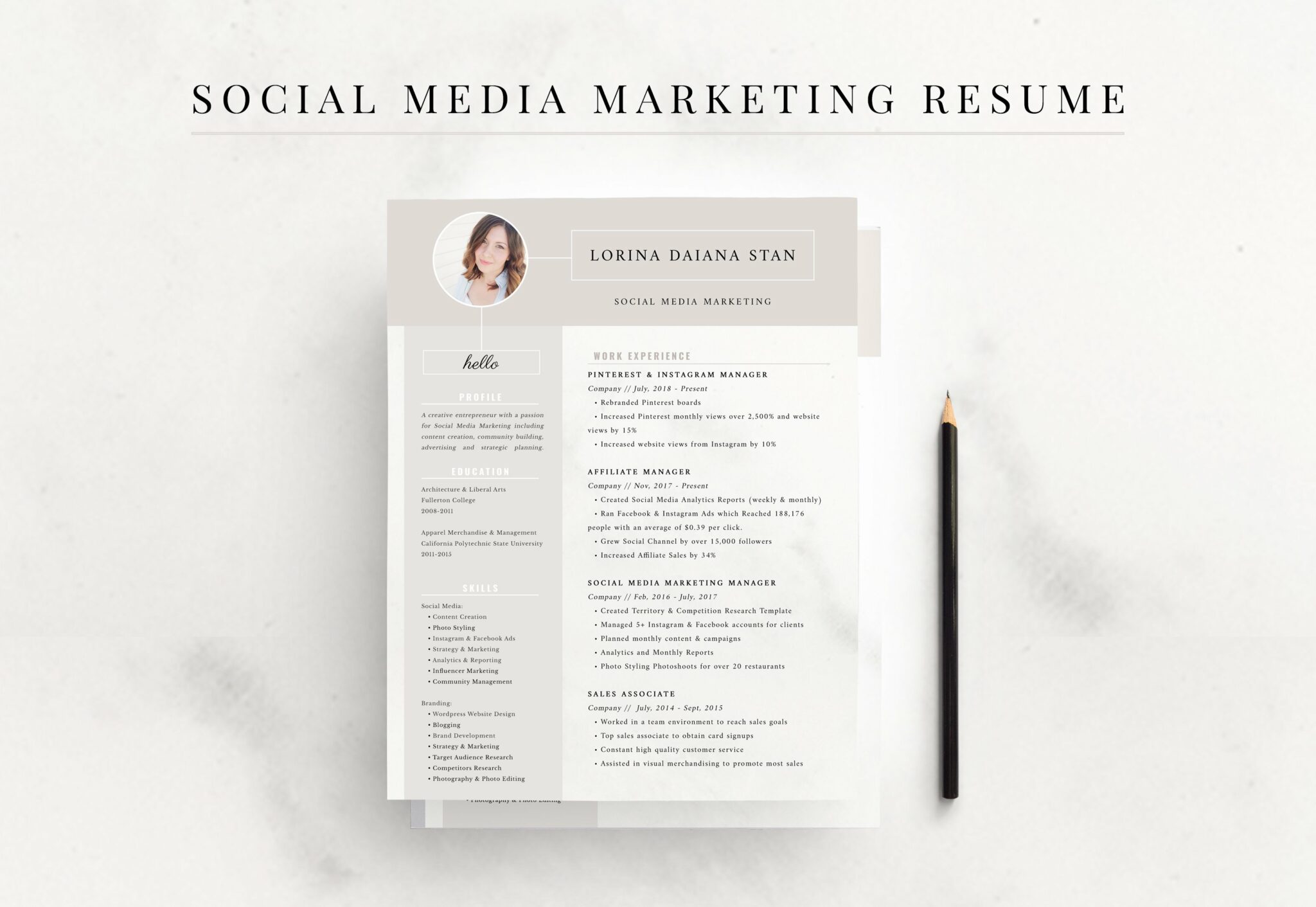 Resume: Social Media Marketing – MasterBundles