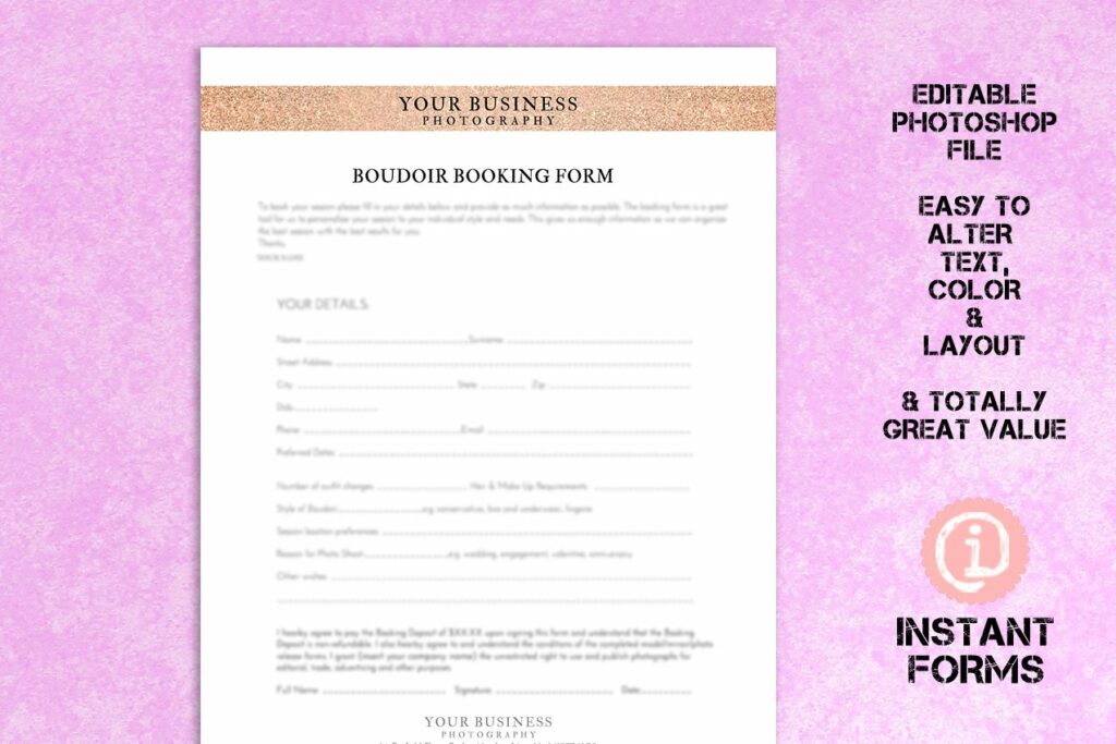 Photography Boudoir Release Forms – MasterBundles