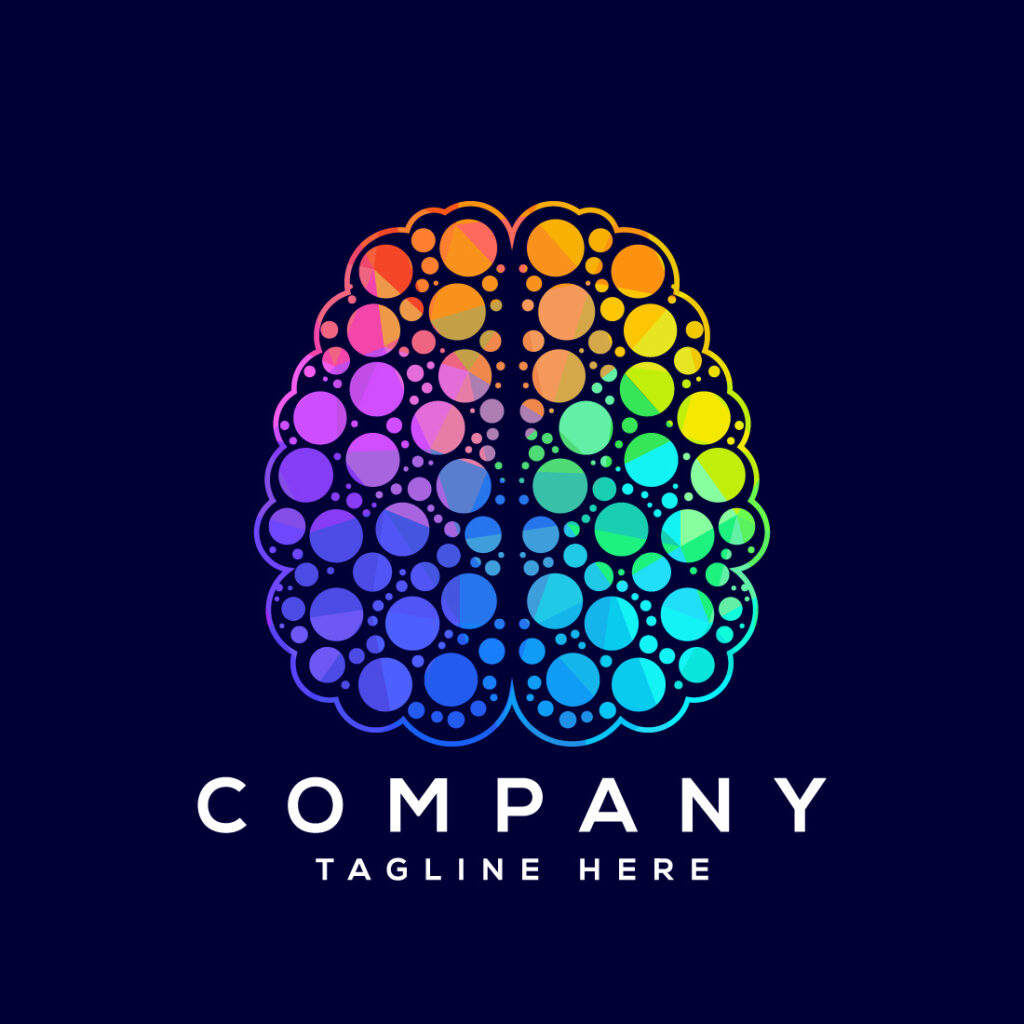 Modern low poly style brain logo design, Geometric and triangle brain ...