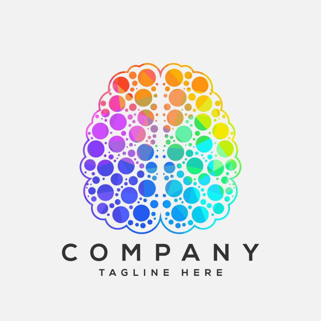 Modern low poly style brain logo design, Geometric and triangle brain ...
