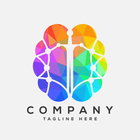 Modern low poly style brain logo design template – MasterBundles