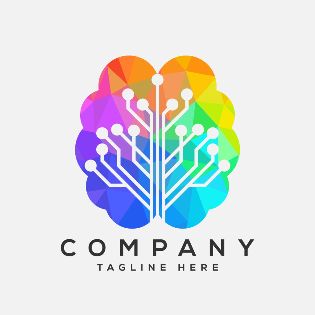 Modern low poly style brain logo design example – MasterBundles