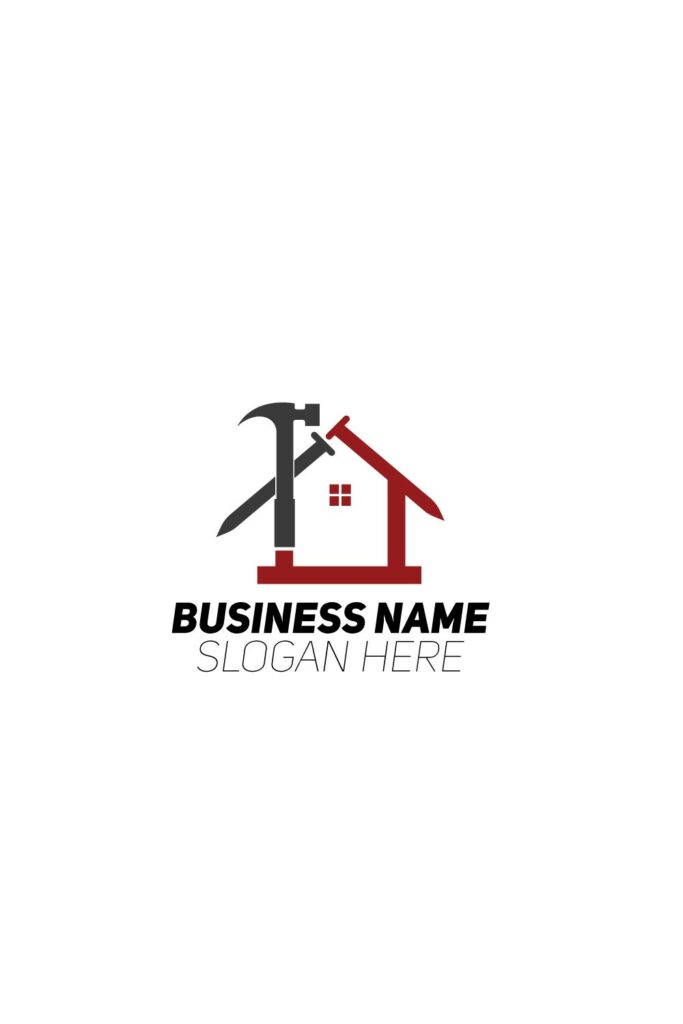 Vector home logo construction red and grey color - MasterBundles