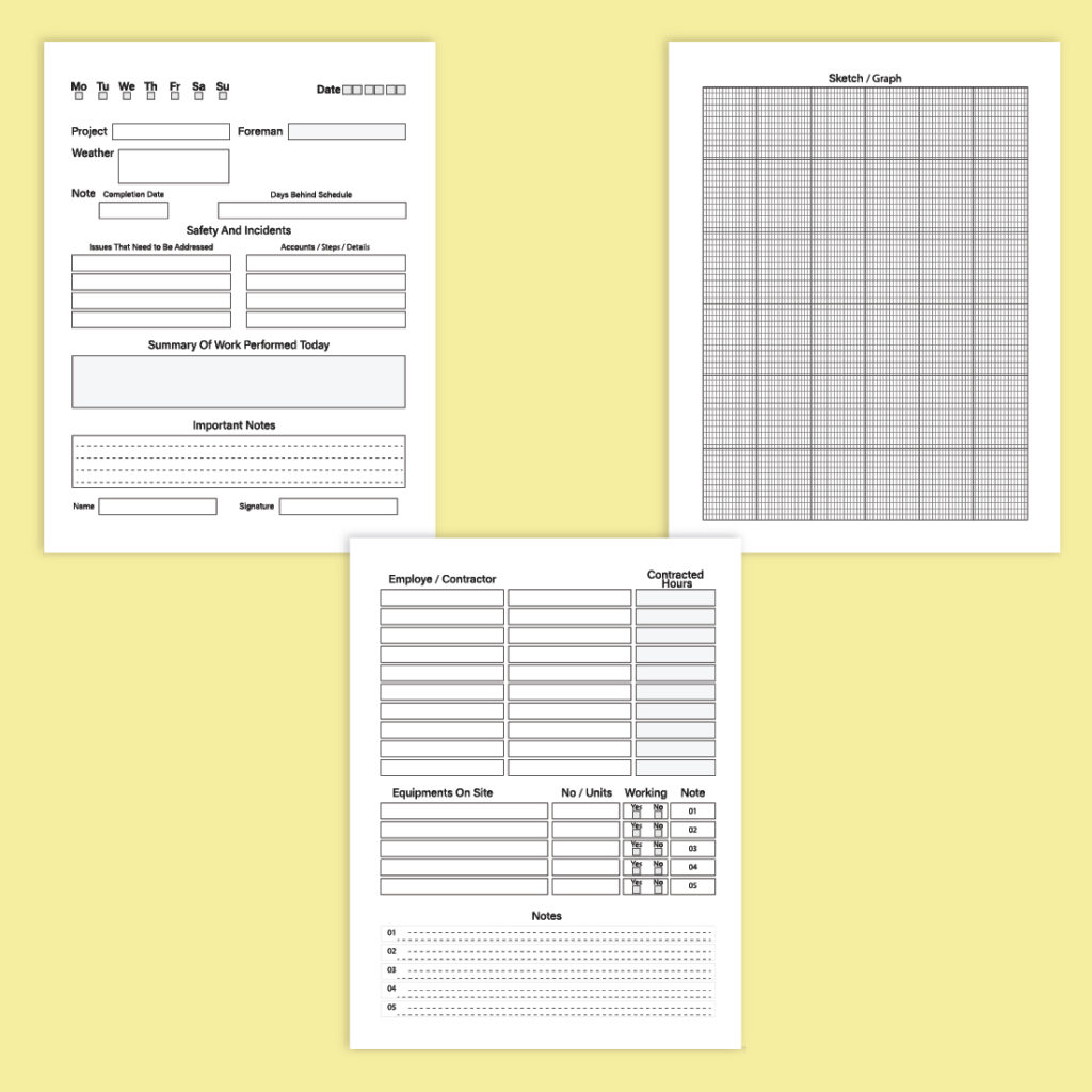 Construction Foreman Daily Log Book - MasterBundles