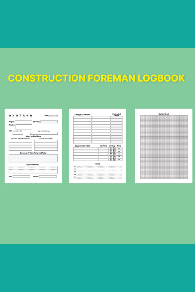 Construction Foreman Daily Log Book - MasterBundles