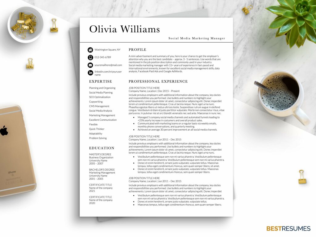 Modern Page Resume Template Word – MasterBundles