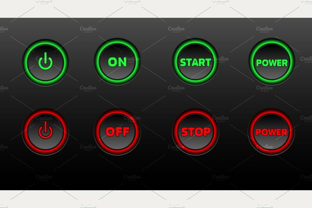 Neon buttons vector icon set – MasterBundles