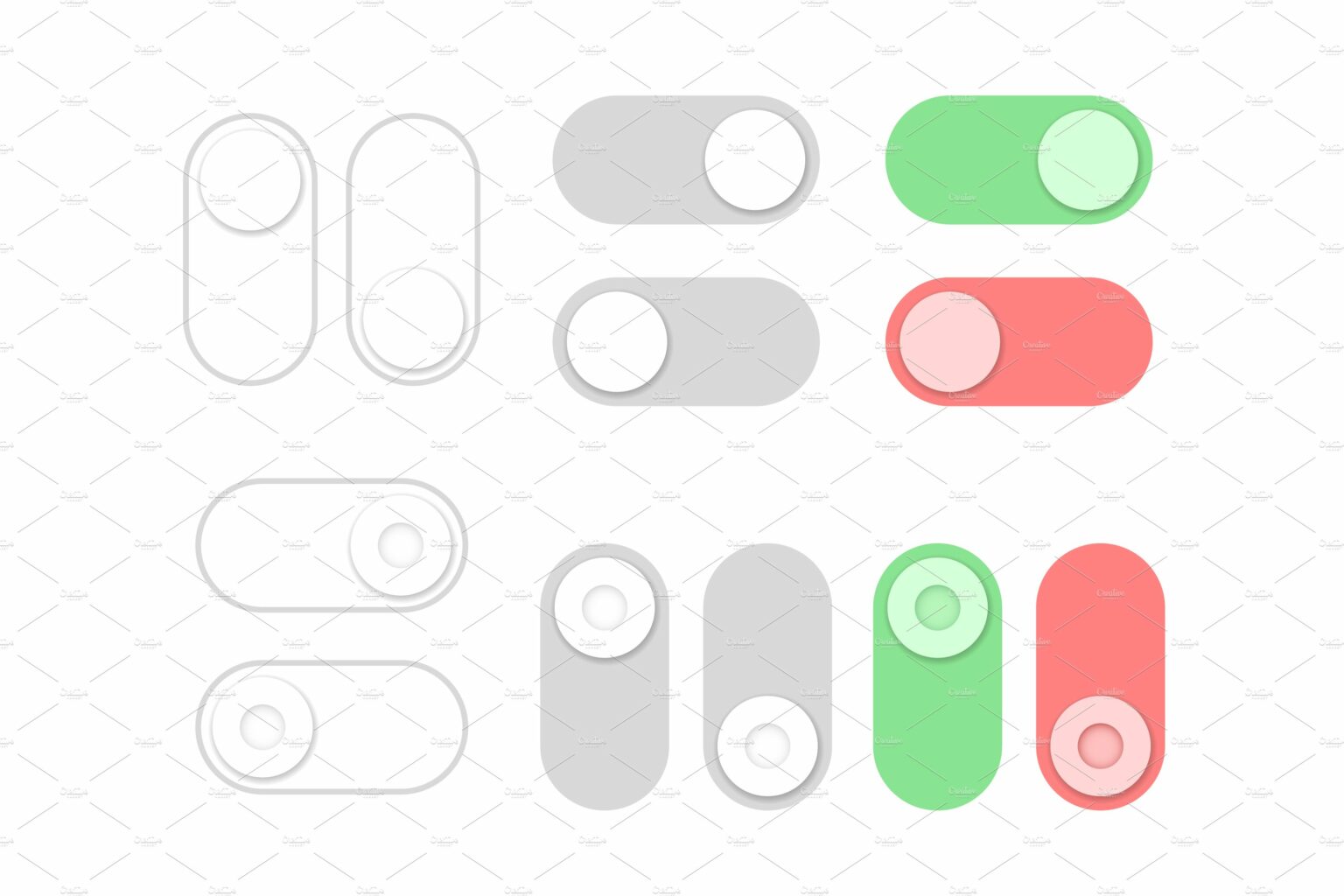 On and Off toggle switch buttons set – MasterBundles