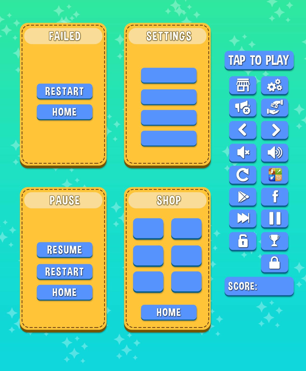 FLAT HUD AND GAME UI BUTTONS – MasterBundles