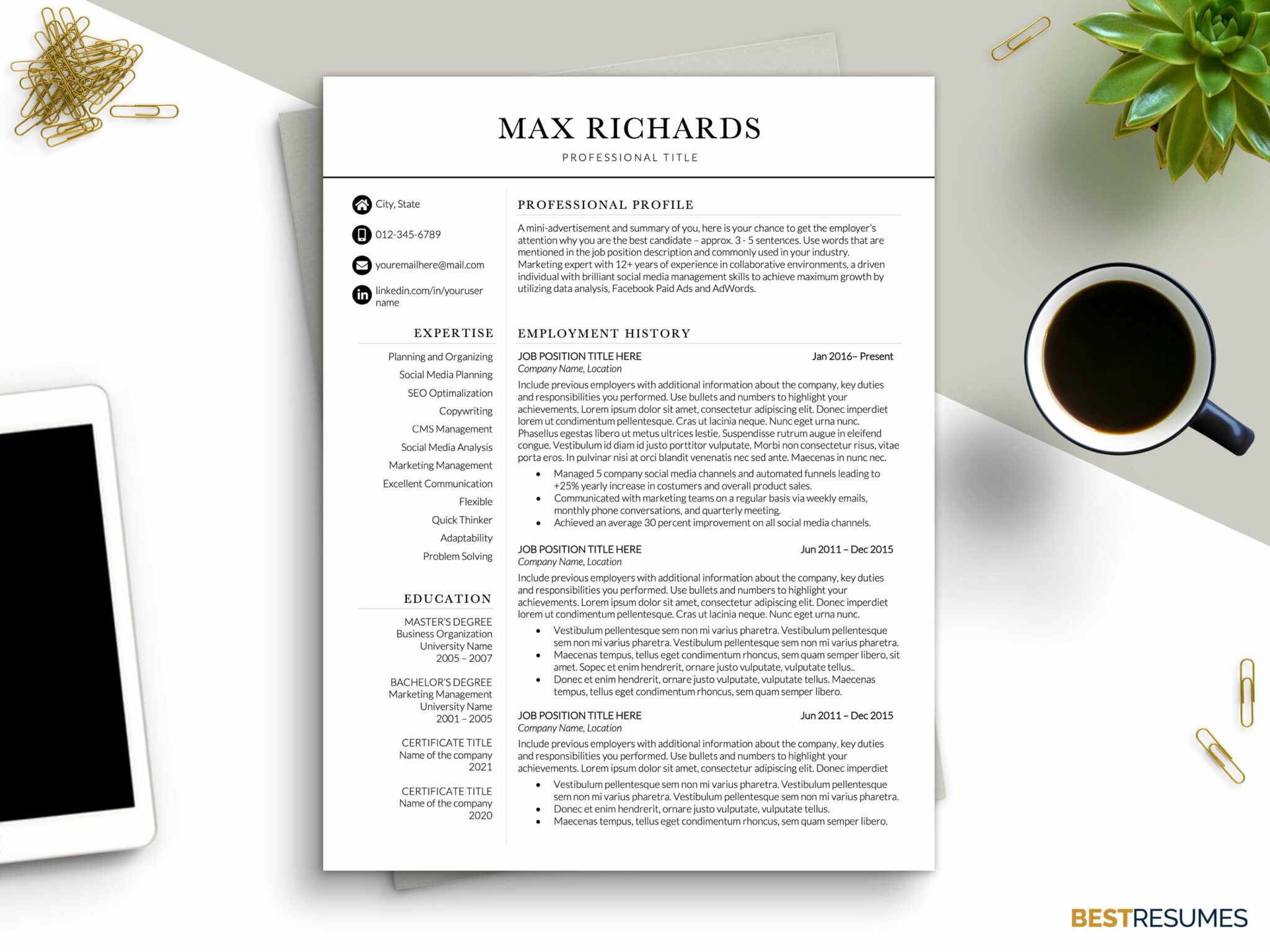 C-Level Resume Template Word – MasterBundles