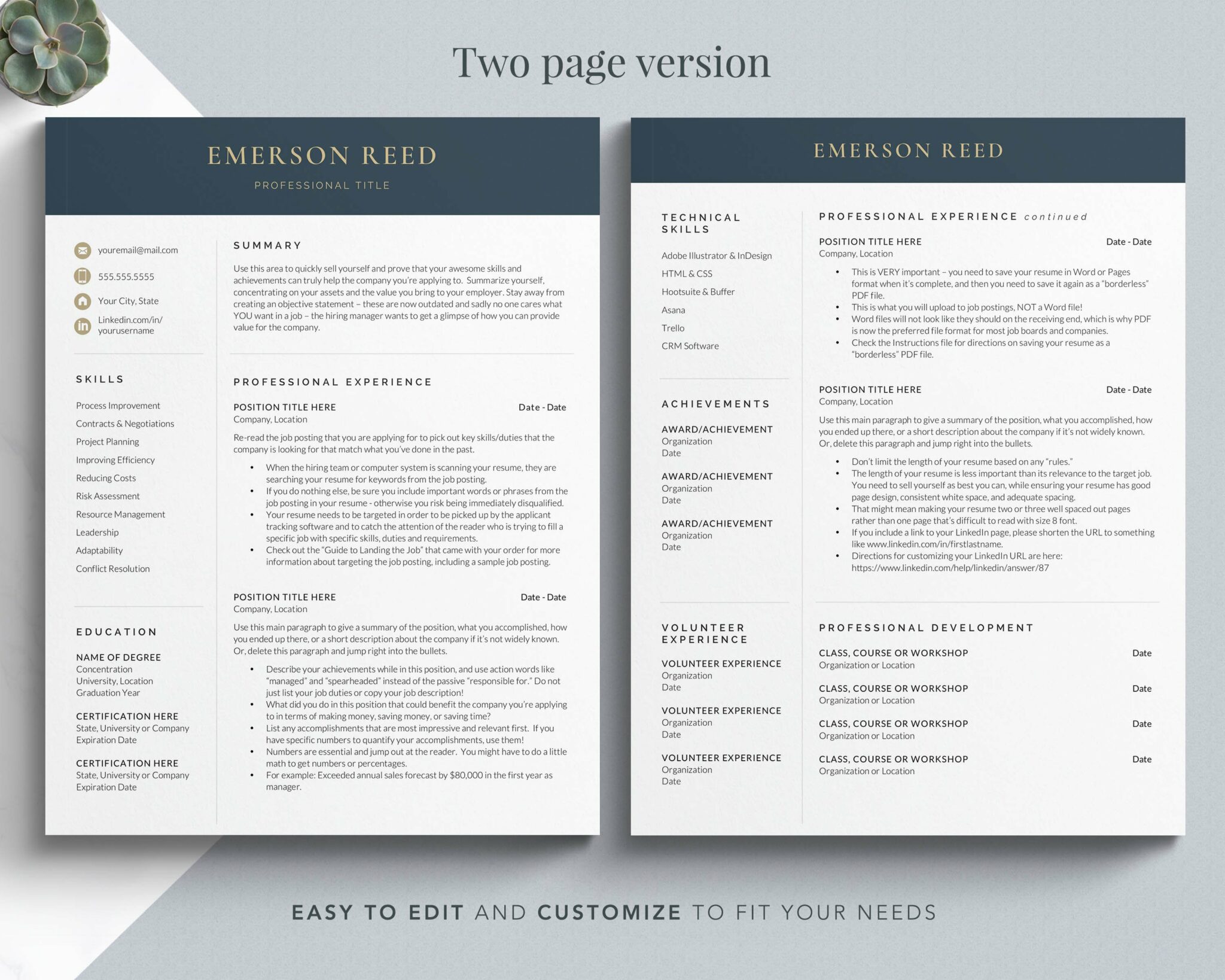 Modern Executive Resume Template – MasterBundles