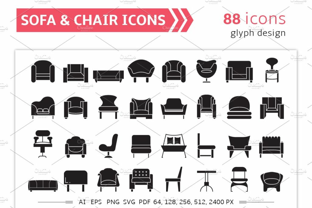 Sofa and Chair Icons Set – MasterBundles