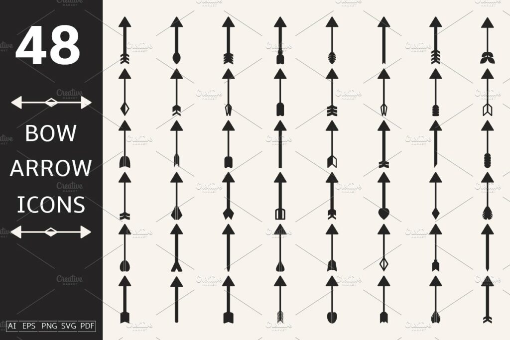 Decorative Arrow Bow Icons Set – MasterBundles