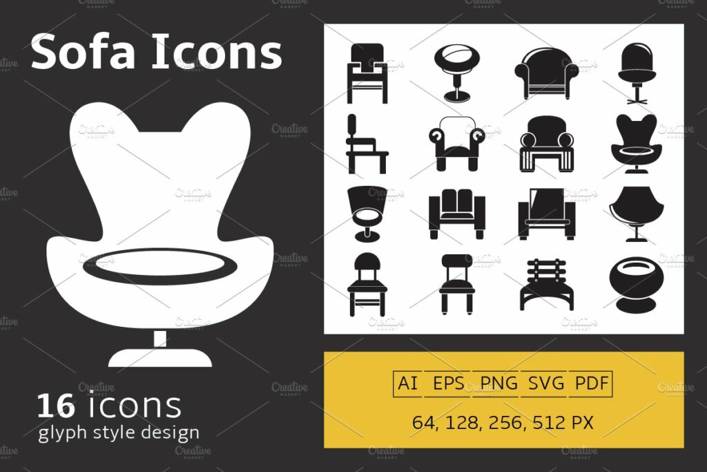 Sofa Icons Set – MasterBundles
