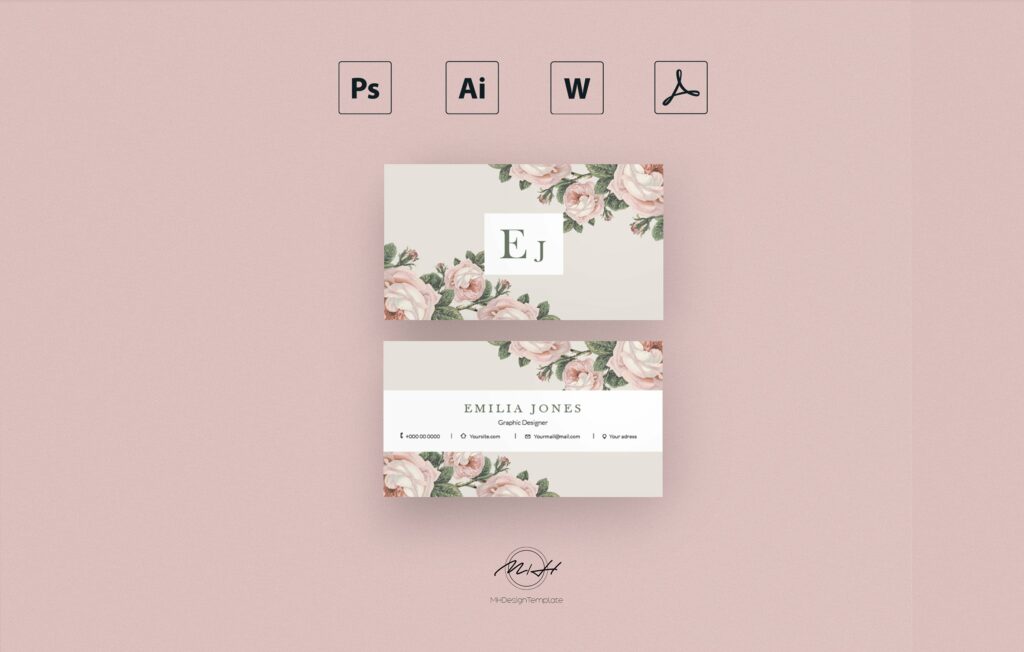 Roses Floral Resume / Card Template – MasterBundles