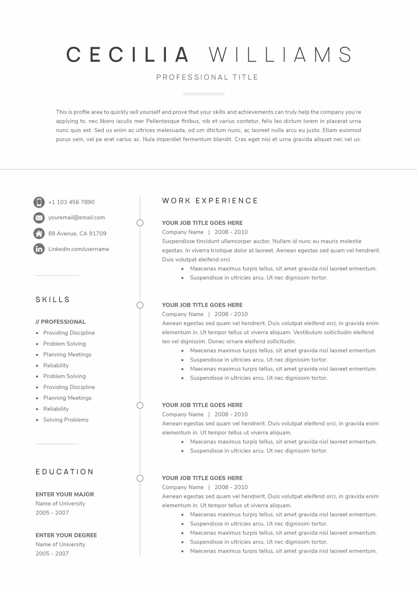Clean Modern Resume Template – MasterBundles