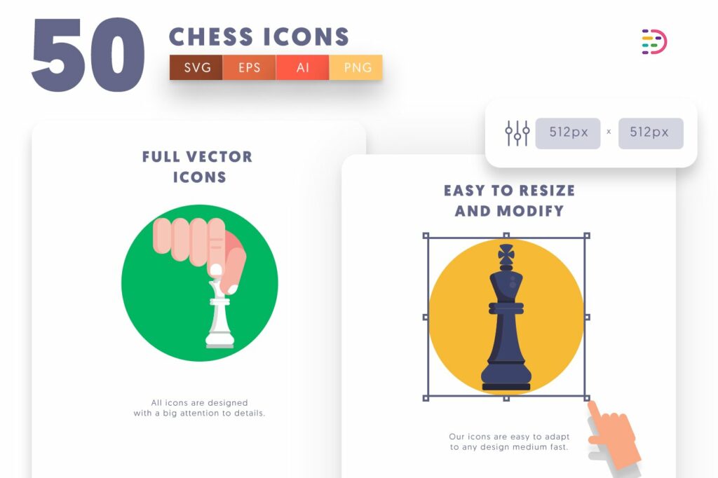 50 Chess Icons – MasterBundles