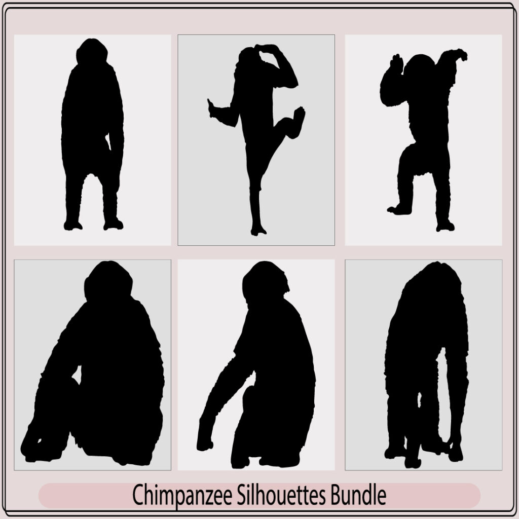 chimpanzee silhouettes,Chimpanzee icon silhouette,Chimpanzee monkey ...