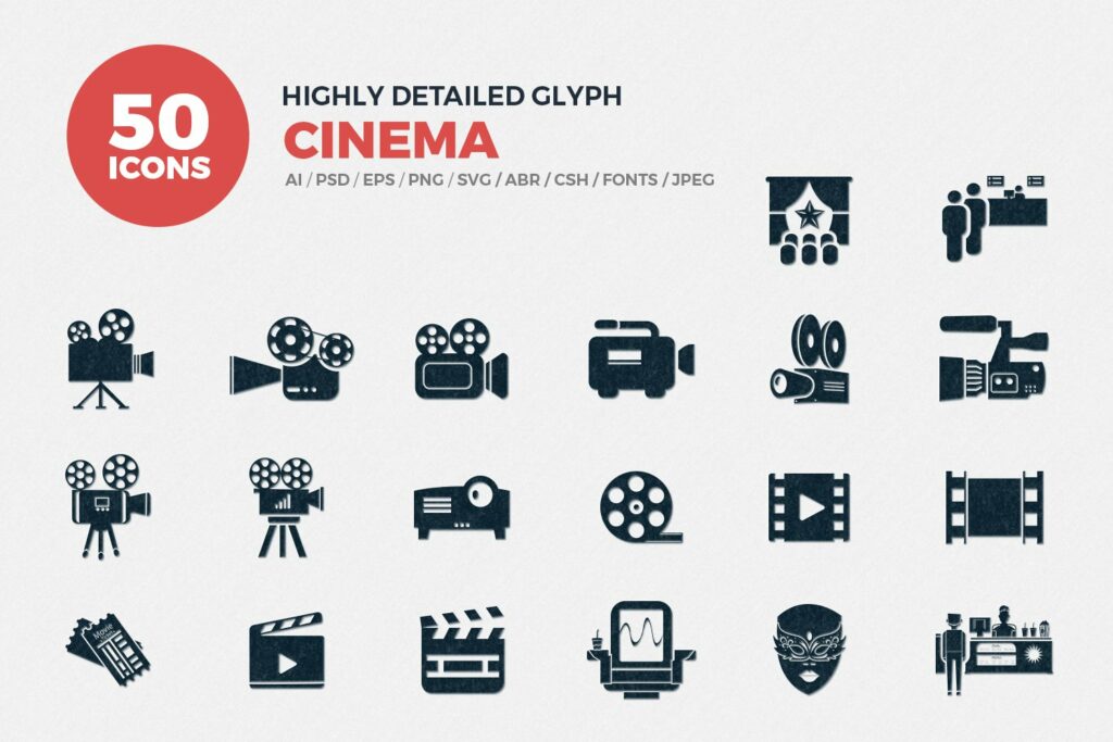 Glyph Icons Cinema Set – MasterBundles