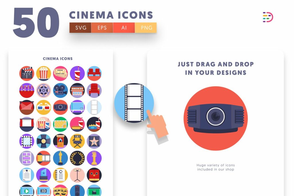 50 Cinema Icons – MasterBundles