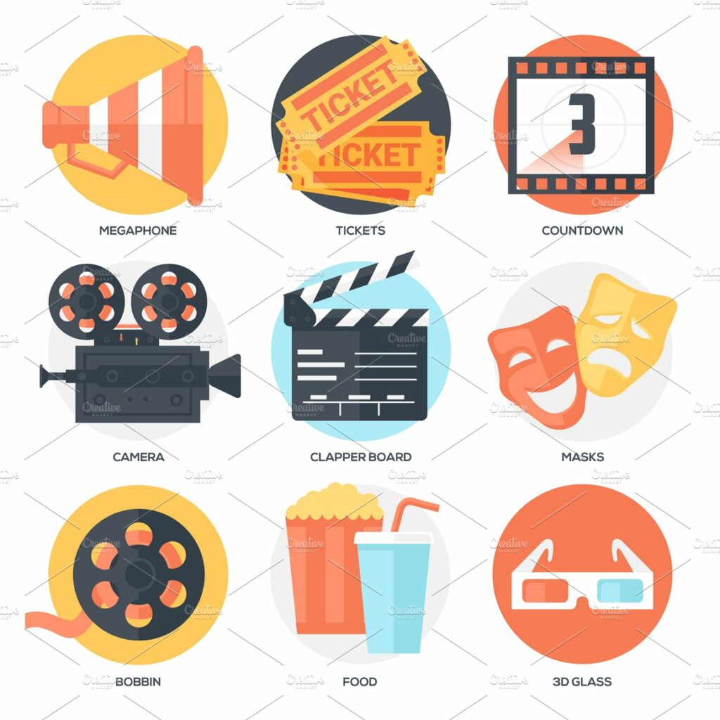 74 Cinema hand drawn elements – MasterBundles