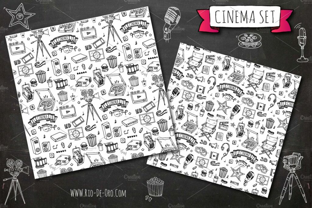 74 Cinema hand drawn elements – MasterBundles