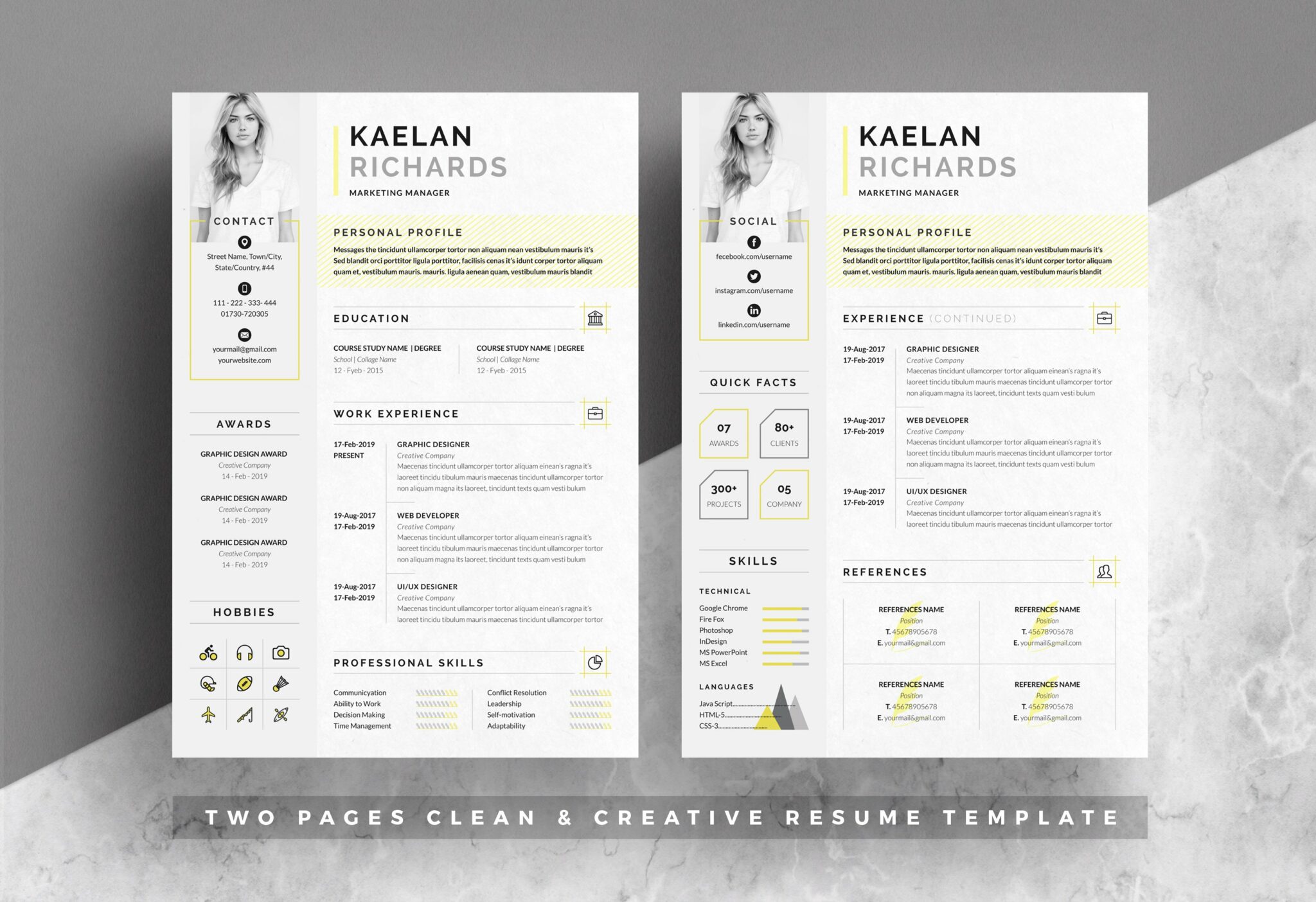 Word Resume | Minimal Resume – MasterBundles