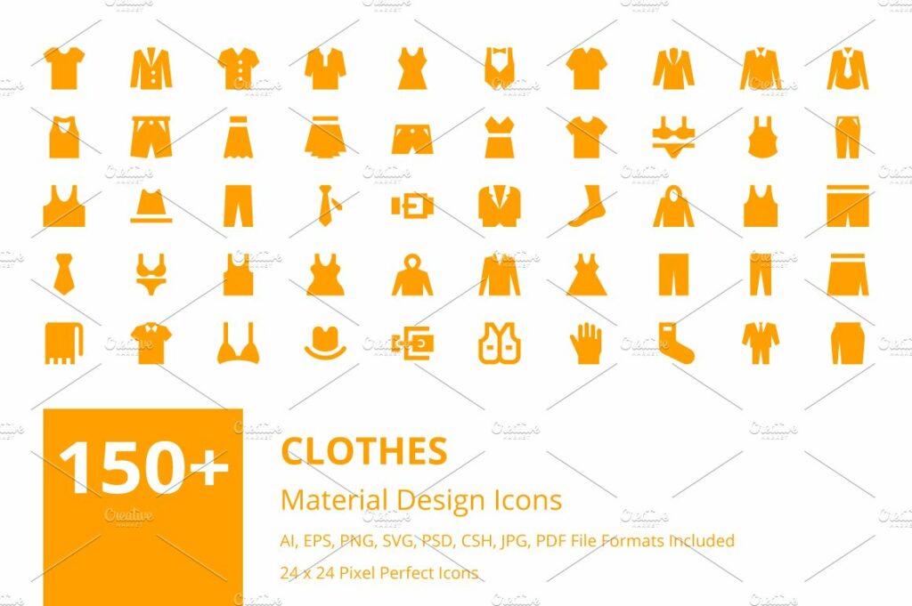 150+ Clothes Material Design Icons – MasterBundles